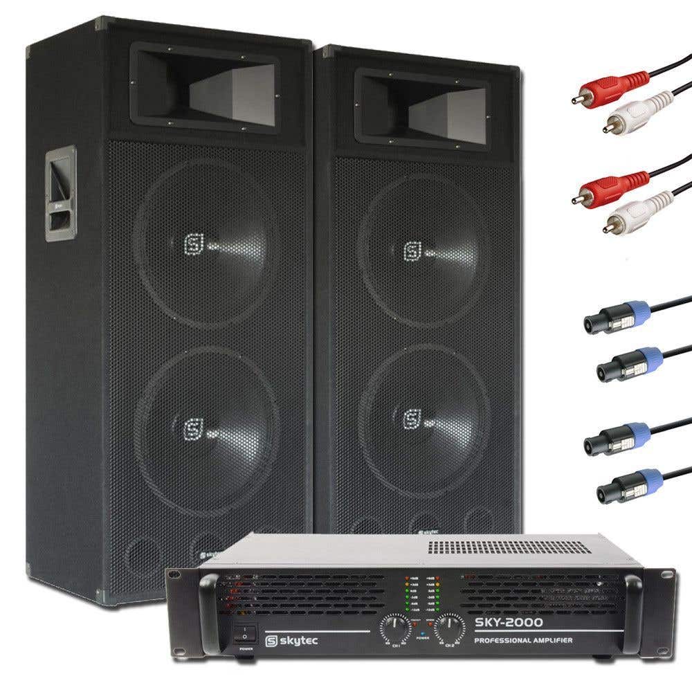 SkyTec SM215 MKII PA Luidspreker en Versterker combinatie 2400W