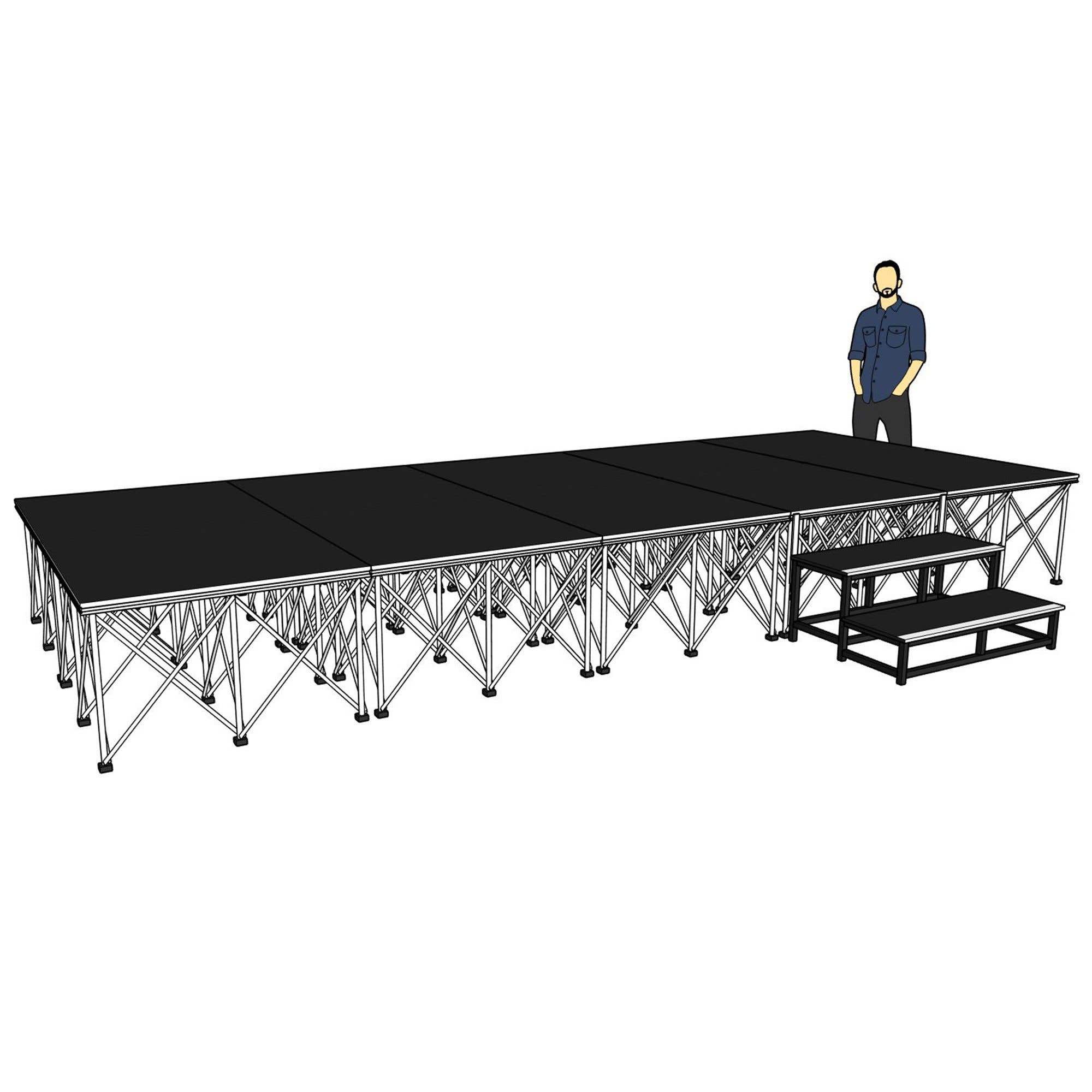 Power Dynamics Spider Deck750 mobiel podium met trap - 500 x 200 x 60cm ...