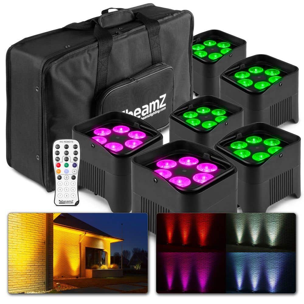 BeamZ BBP96S - Set van 6 accu uplights met 12W LED's en tas / flightbag kopen?