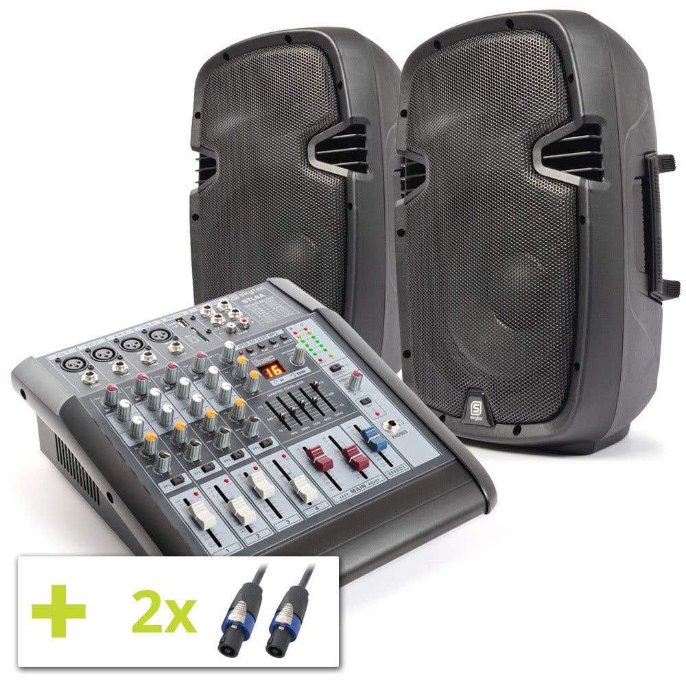 SkyTec 600W Actieve Mixer met SPJ1000D Speakers