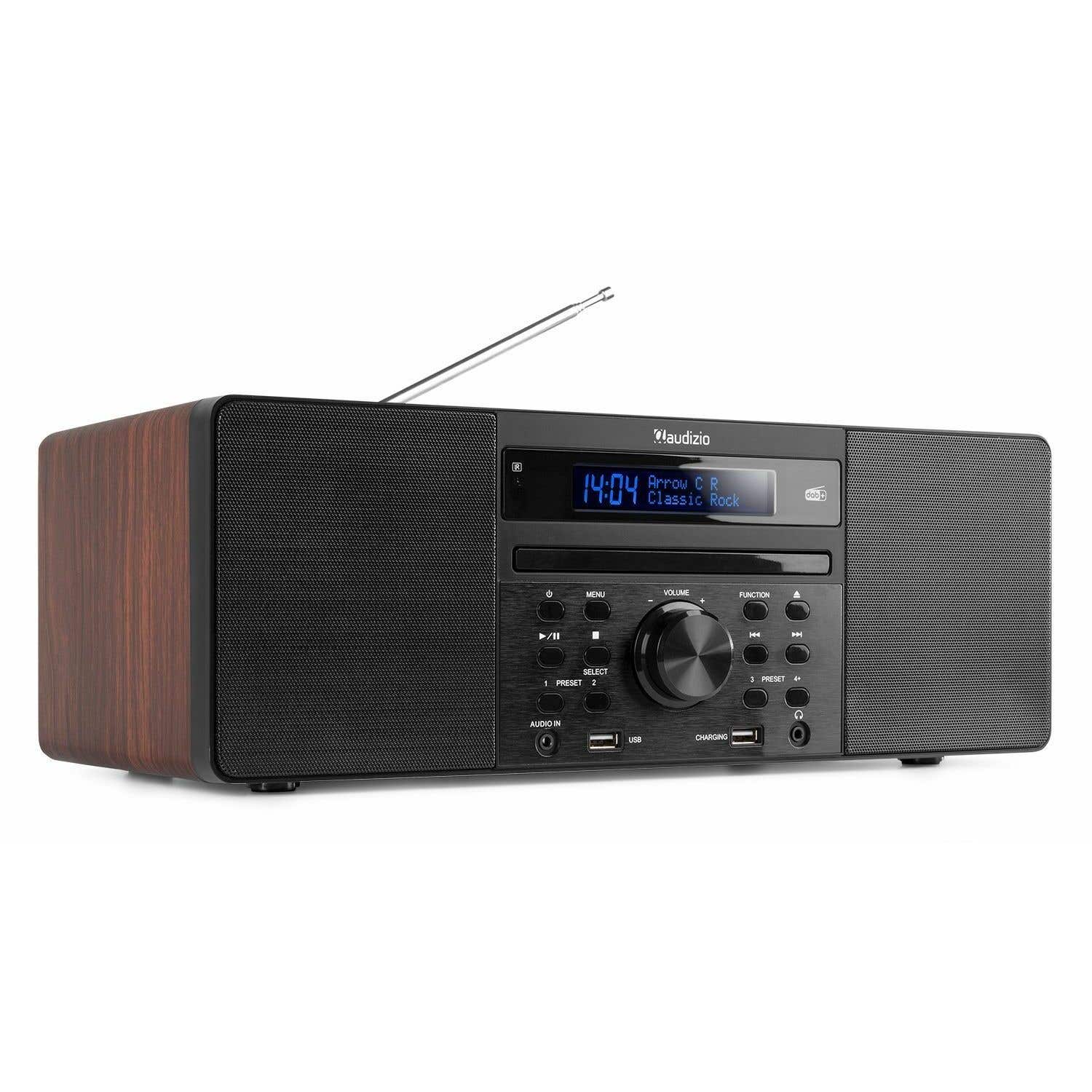 Audizio Prato microset met DAB radio, Bluetooth, USB mp3 & cd speler - Hout kopen?