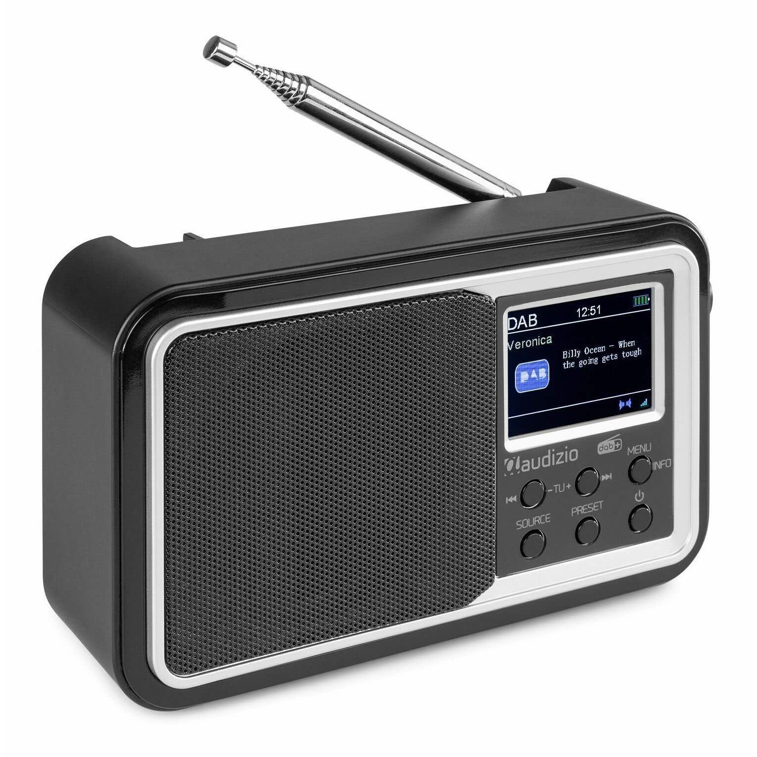 Audizio Anzio draagbare DAB radio met Bluetooth, FM radio en accu - Zwart