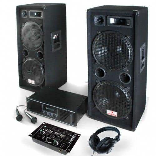 Complete 1000W DJ Set - Pa Boxen, Versterker, Mixer, Headset, Mic ...